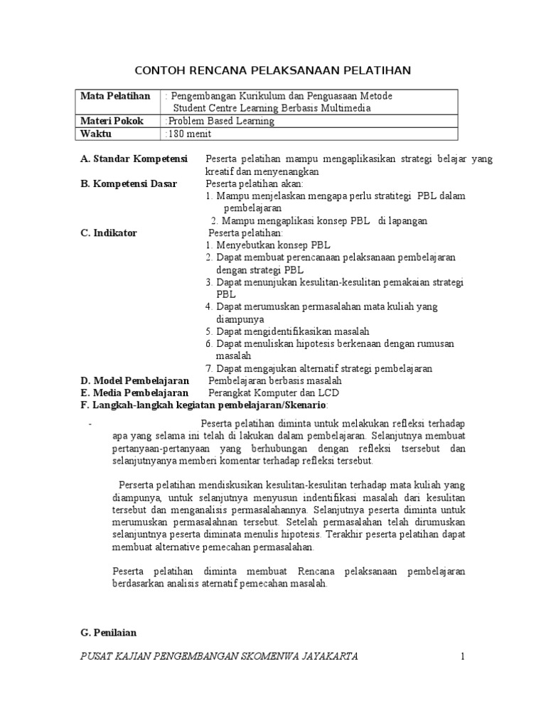 Contoh RPP PBL | PDF