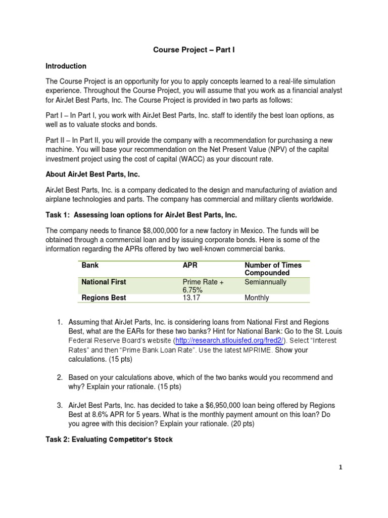 Course Project Part I Overview | PDF | Stocks | Net Present Value