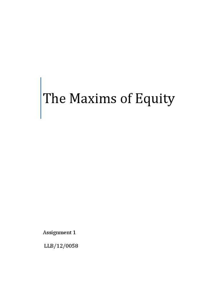 The Maxims of Equity | PDF
