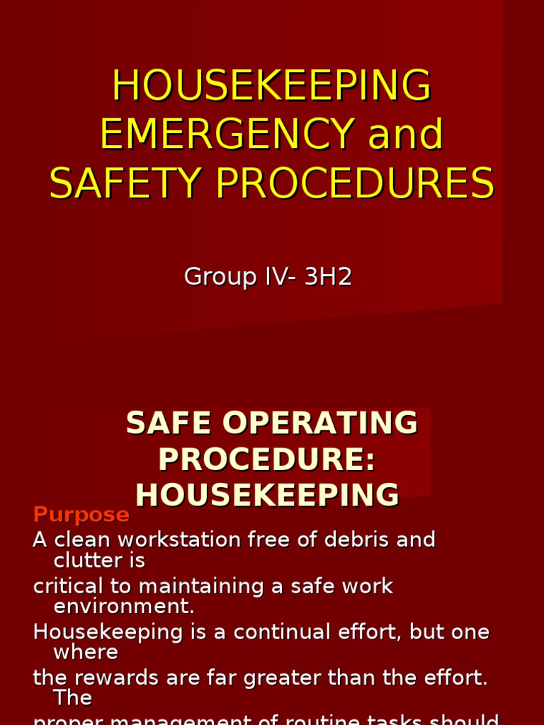 Housekeeping Emergency Procedures Guide | PDF | Safety | Fires
