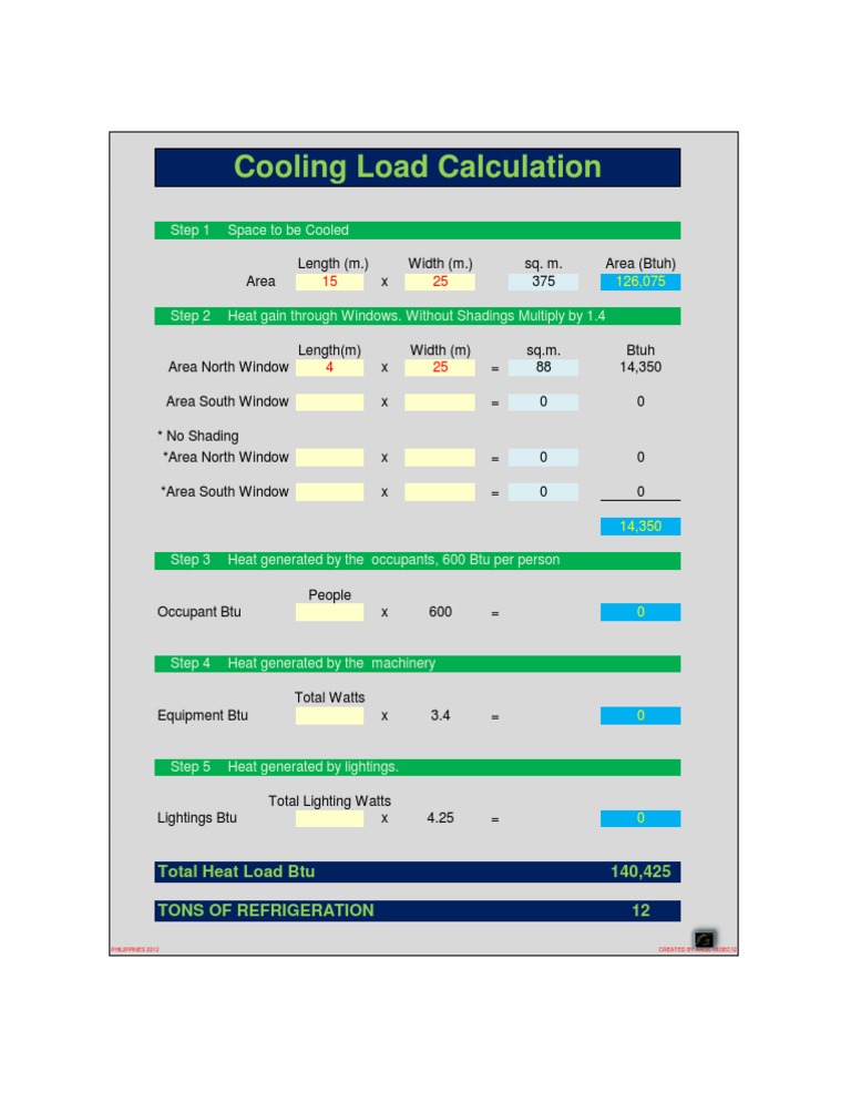 Cooling Load Calculation: Step 1 Space To Be Cooled | PDF