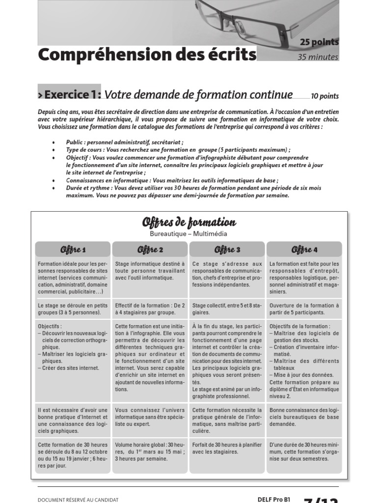 Delf Pro b1 Comprehension Des Ecrits Exercice 1 | PDF | Informatique | l'Internet