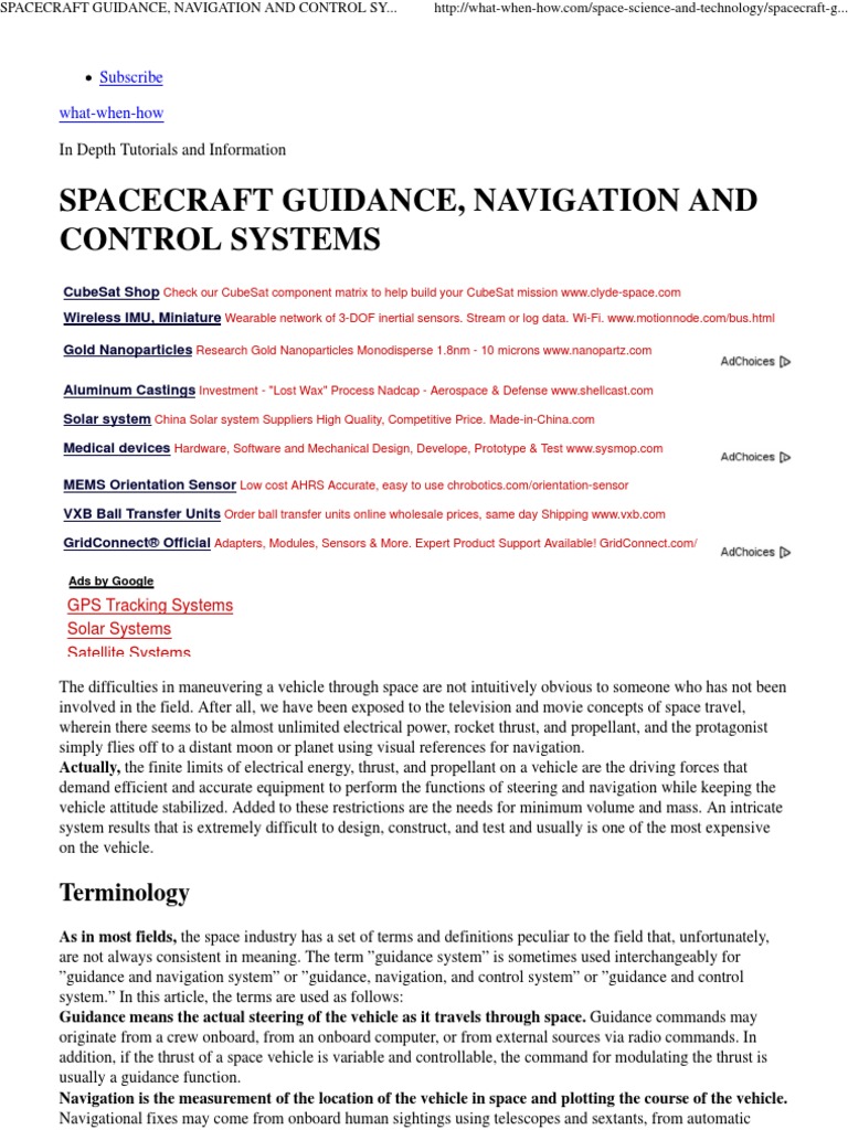Spacecraft Guidance Navigation And Control Systems Pdf Gyroscope