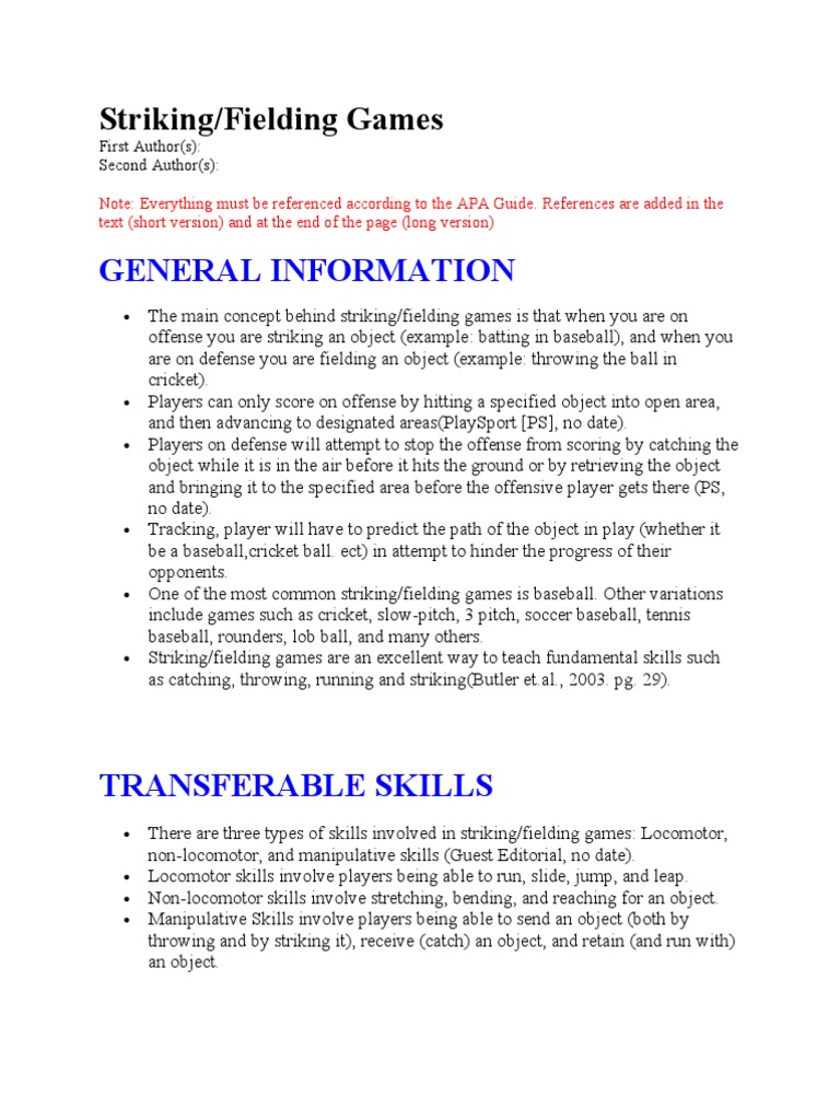 Striking Fielding Games | Cricket | Games Of Physical Skill