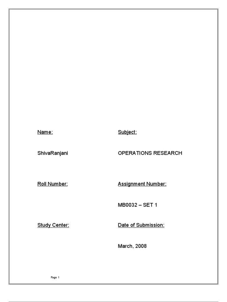 MB0032 Set 1 | PDF | Linear Programming | Operations Research