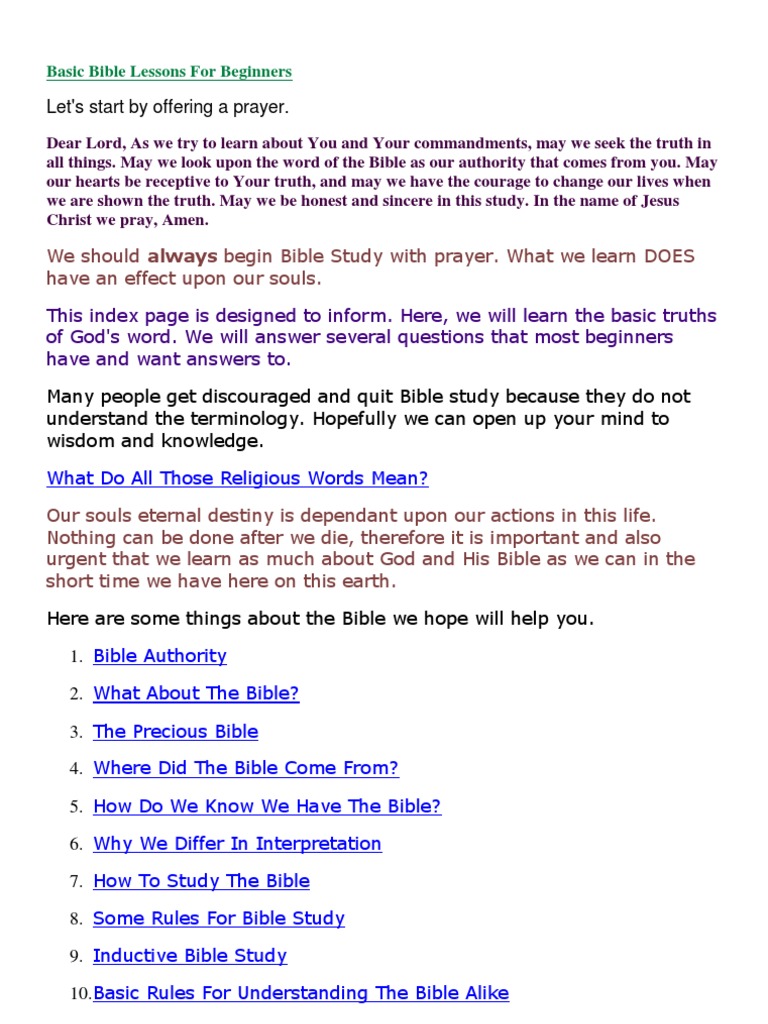 Basic Bible Lessons For Beginners | PDF | New Testament | Biblical Canon