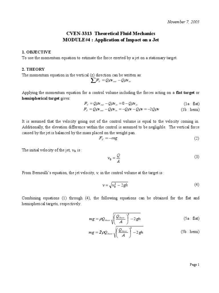 Application of Momentum Equations to Determine Theoretical Flow Rates ...