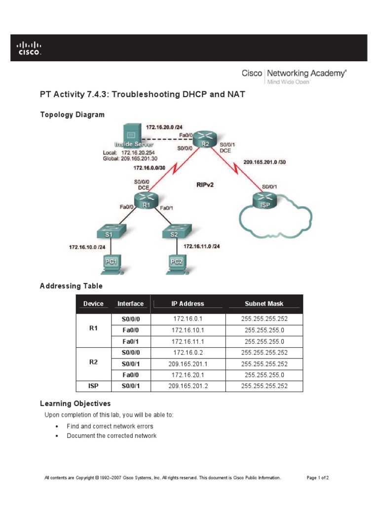 Troubleshooting DHCP and NAT | PDF