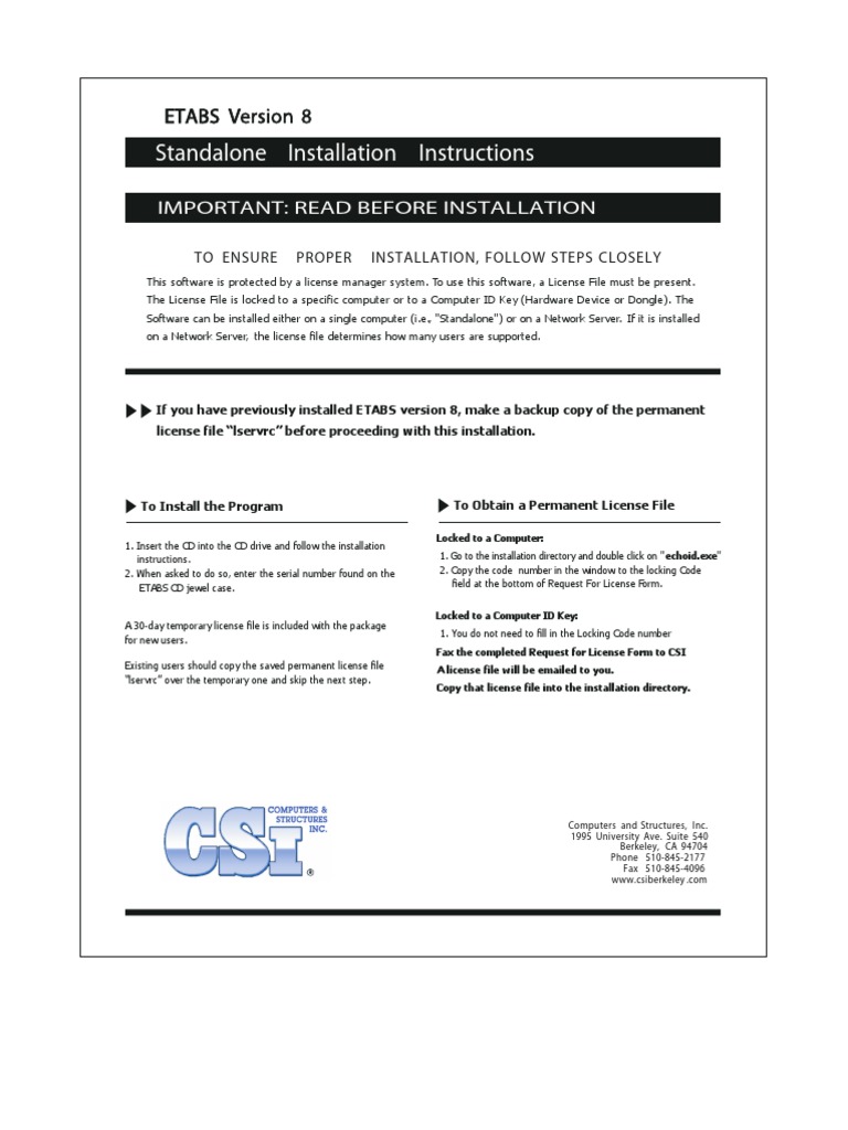 ETABS 8 Installation and Licensing Guide | PDF | Computer File | System ...