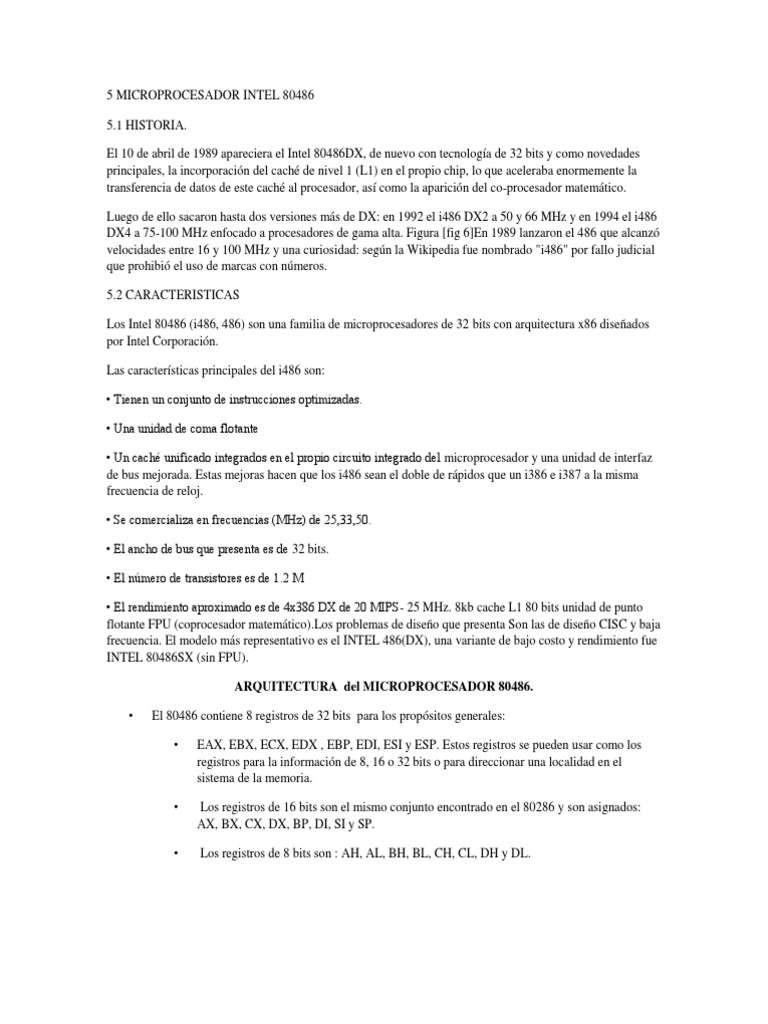 5 Microprocesador Intel 80486 | PDF | Microprocesador | Caché (Computación)