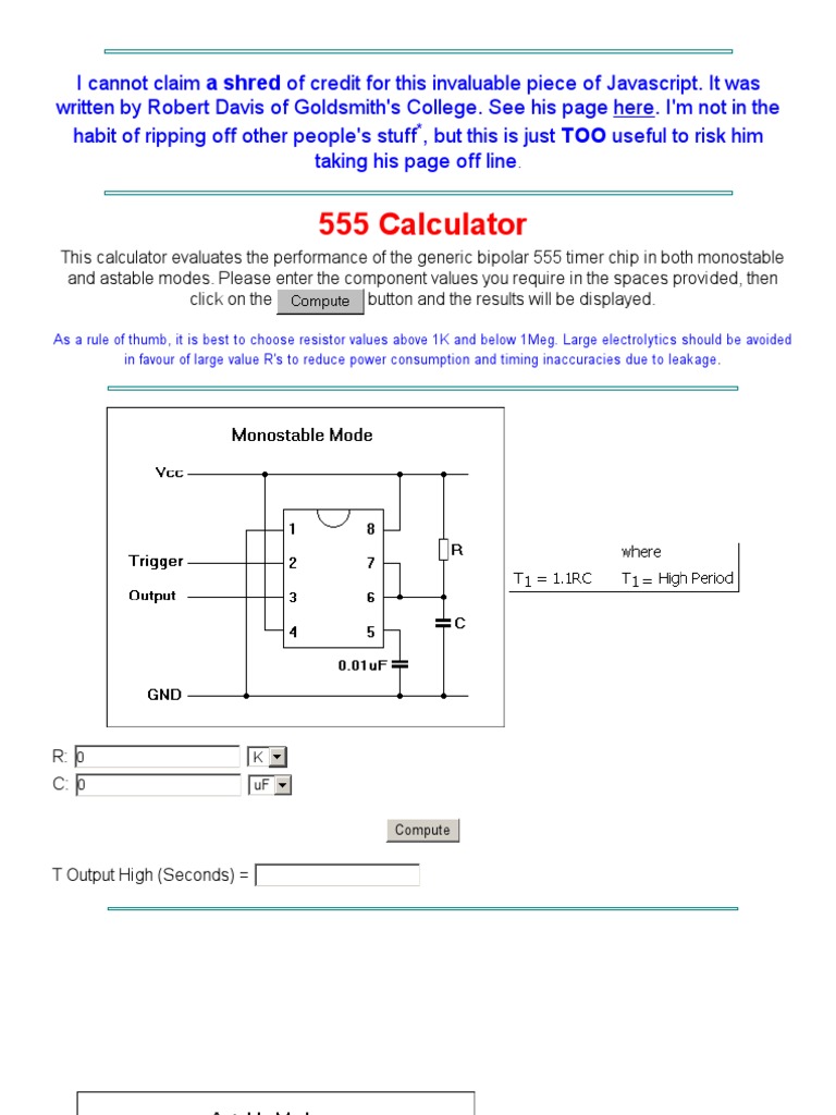555 Calculator: 0 K 0 Uf Compute | PDF