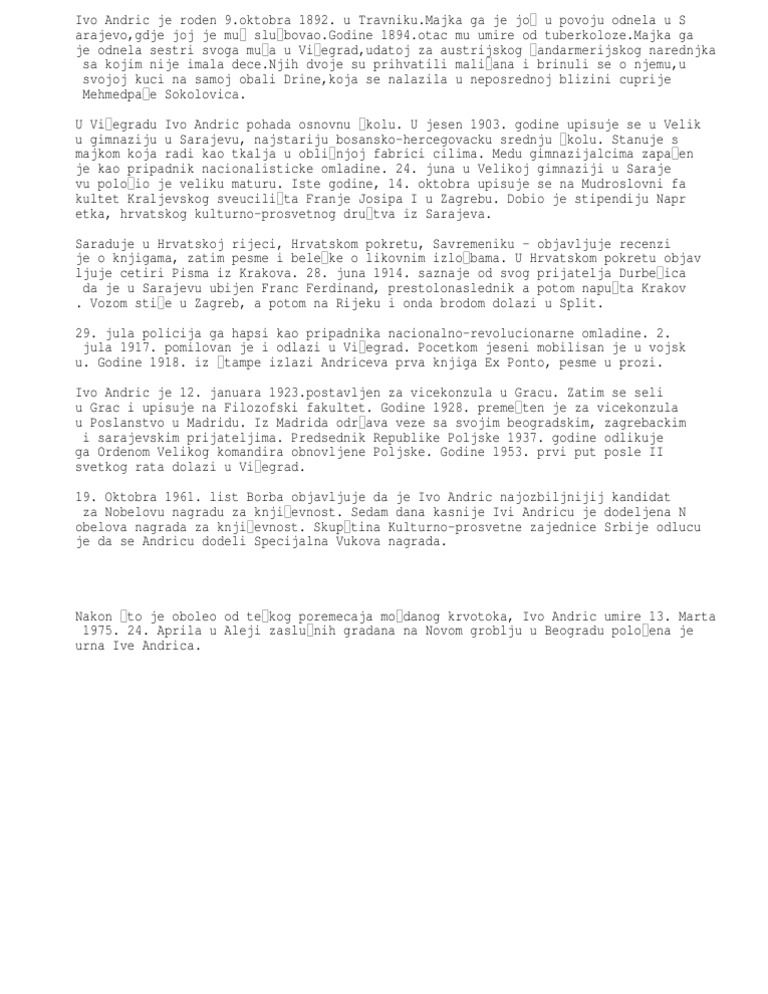 Biografija Ive Andrica | PDF