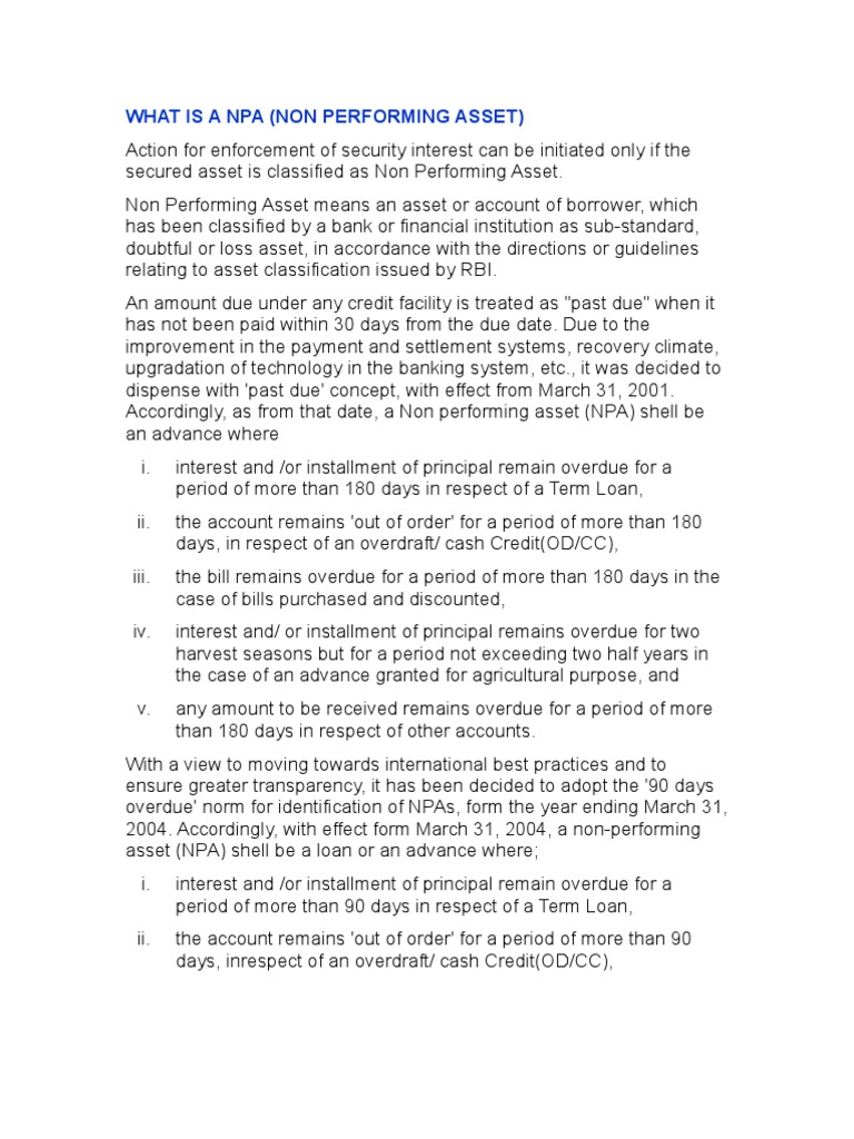 What Is A Npa? | PDF | Debits And Credits | Banks