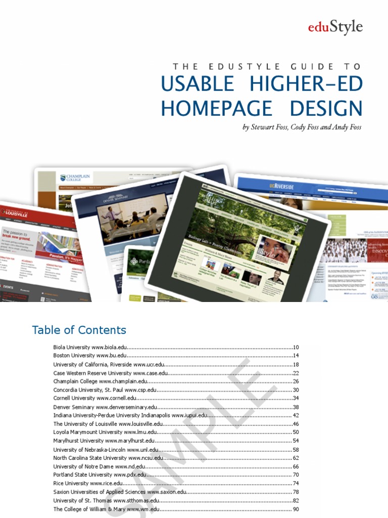 Sample of The Edustyle Guide To Usable Higher-Ed Homepage Design | PDF ...