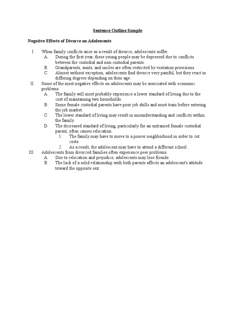 Outline Samples | PDF | Adolescence | Divorce