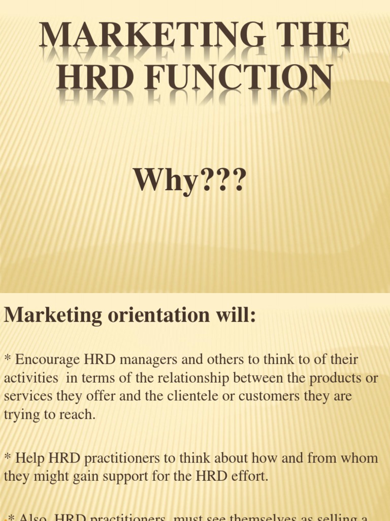 Marketing The HRD Function | PDF | Market Segmentation | Marketing
