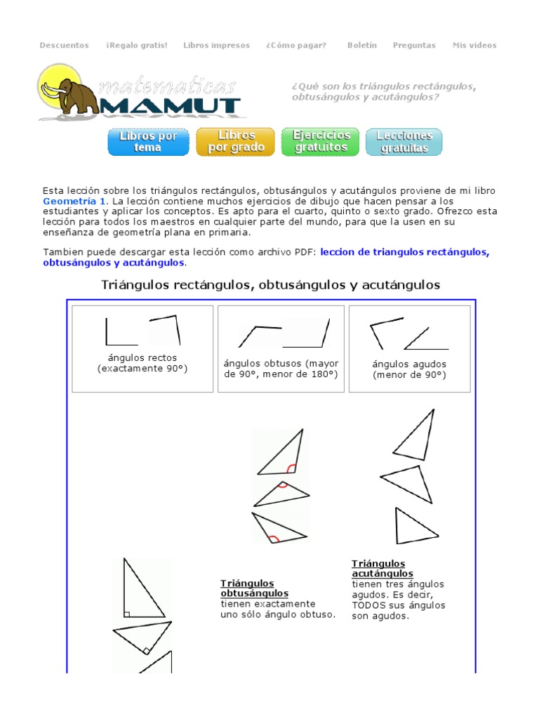 Triángulos Rectángulos, Obtusángulos y Acutángulos - Una Lección ...