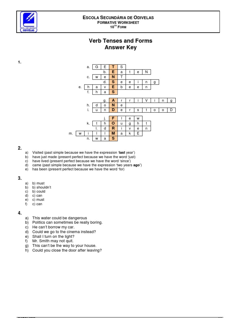 10th Grade Verb Tenses Guide | PDF