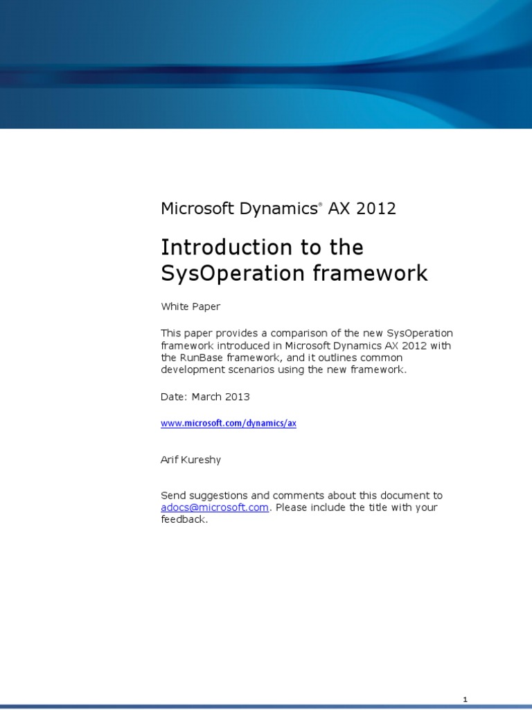 Introduction To The Sysoperation Framework Pdf Software Framework Inheritance Object