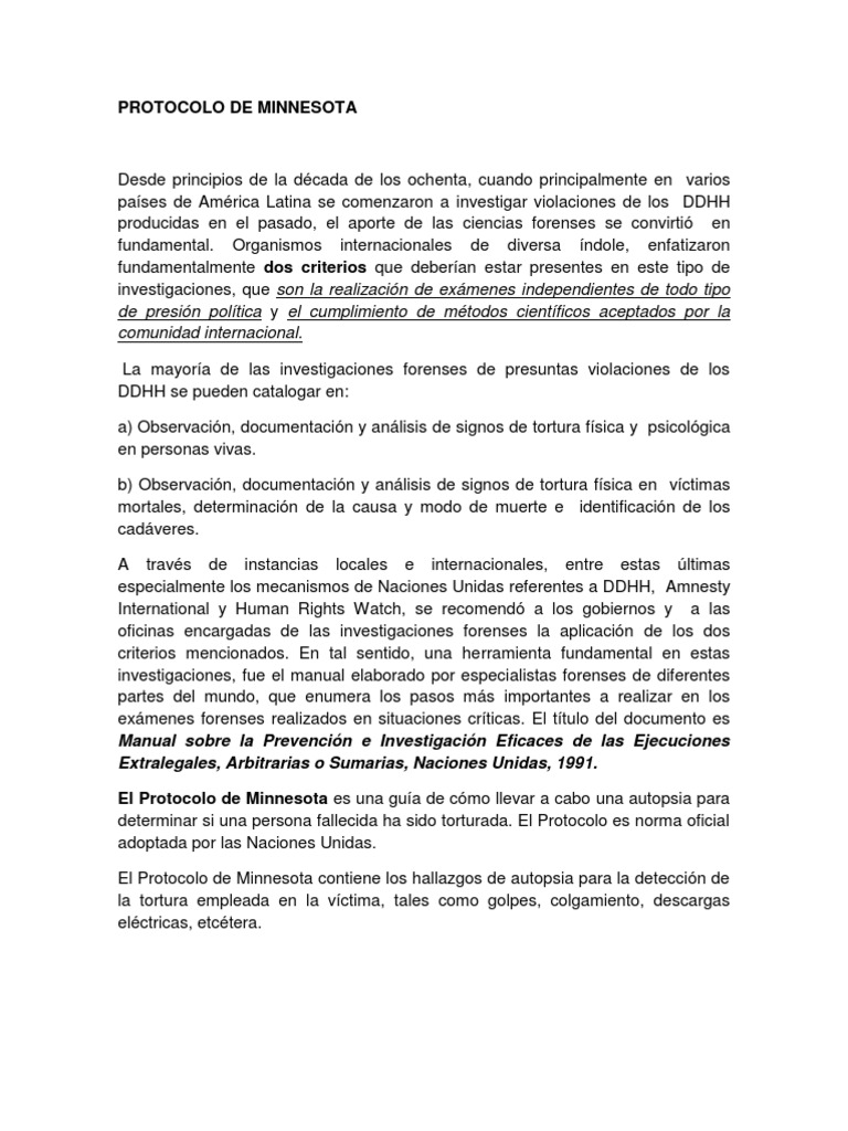 Protocolo de Minnesota | PDF | Derechos humanos | Justicia