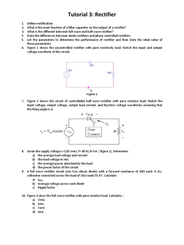 Tutorial 3 | PDF | Rectifier | Electrical Circuits