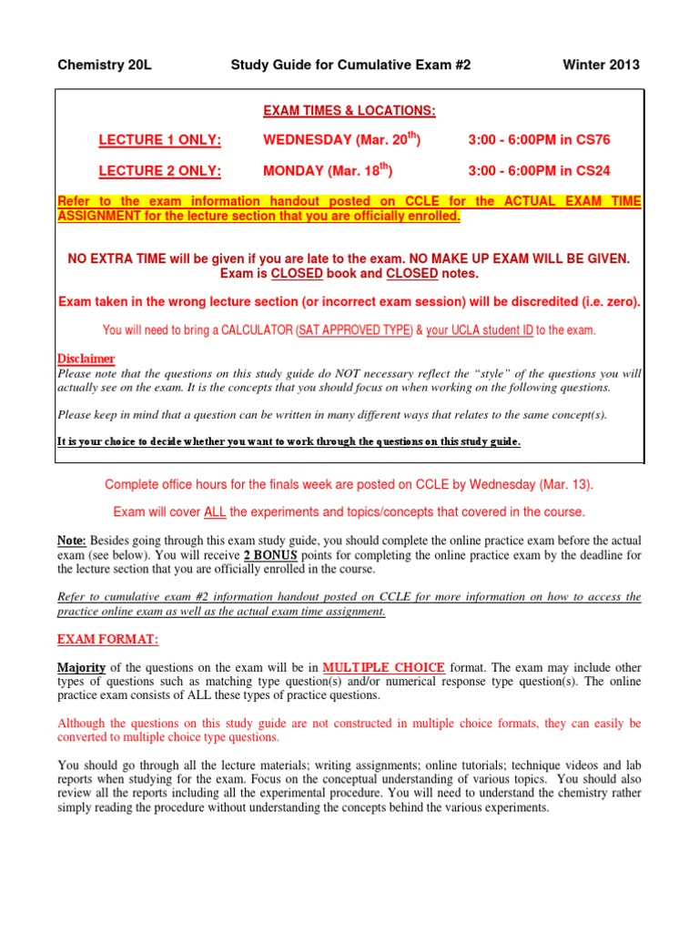 Chemistry 20L Practice Final. | PDF | Buffer Solution | Acid ...