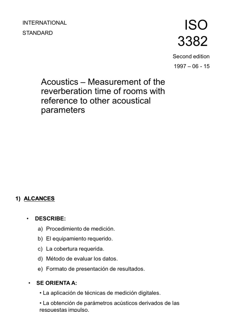 ISO 3382 Resumen | PDF | Micrófono | Medición