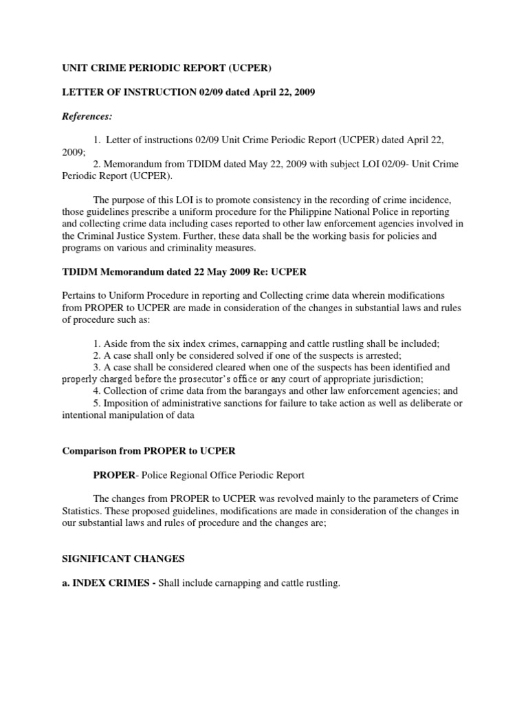 Unit Crime Periodic Report | PDF | Uniform Crime Reports | Arrest