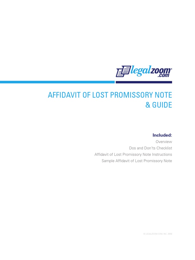 Affidavit of Lost Promissory Note | Download Free PDF | Promissory Note ...