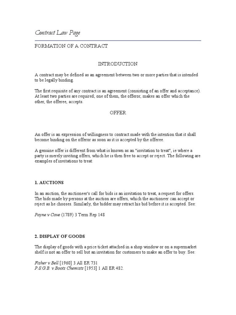 Essentials of Contract Formation | PDF | Offer And Acceptance | Legal ...