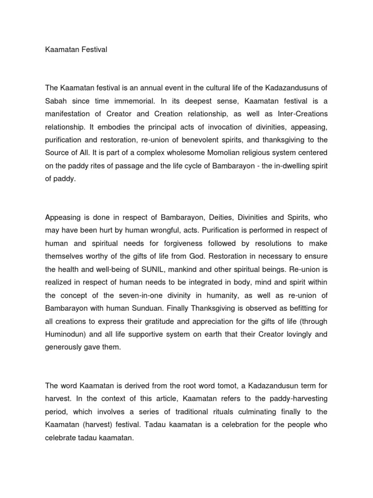 Kaamatan Festival | PDF | Rice | Divinity