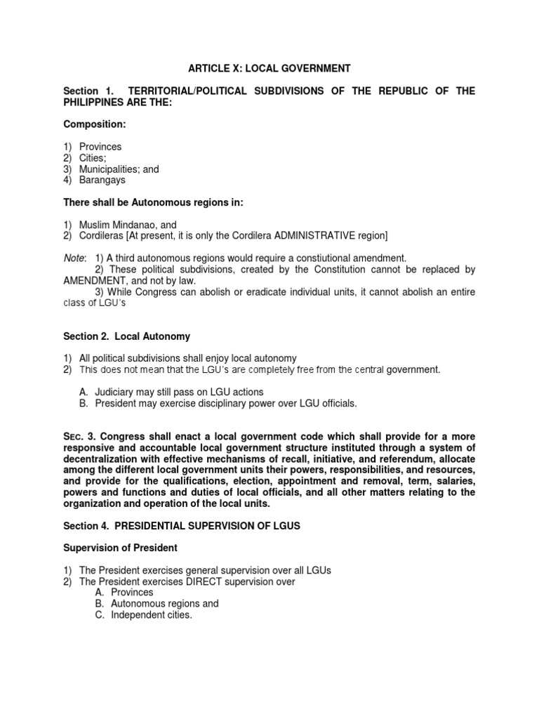 Overview of Article X: Local Government | PDF