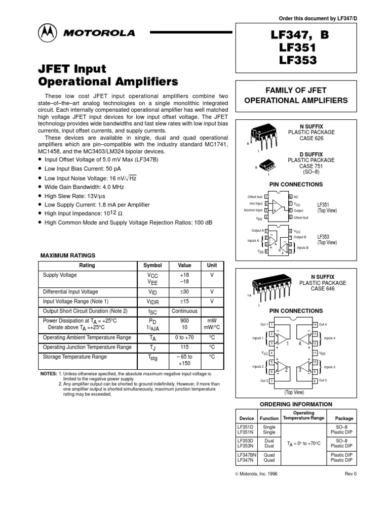 LF 347 N | PDF | Operational Amplifier | Amplifier