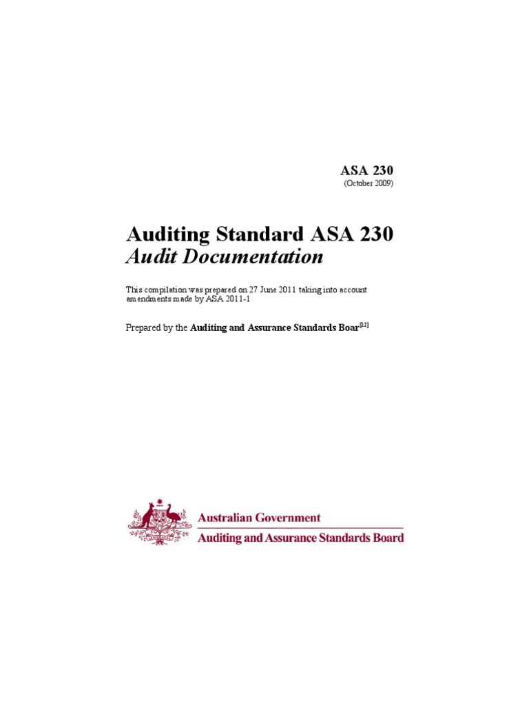 Auditing Standard ASA 230: Audit Documentation | PDF | Financial Audit | Audit