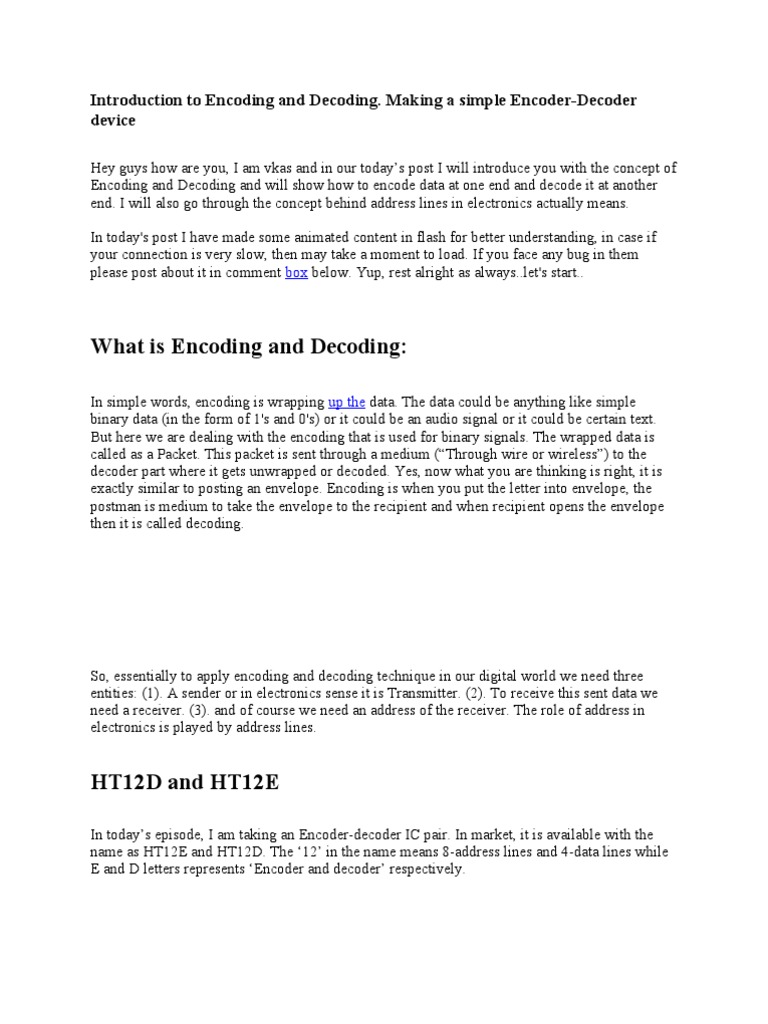 Introduction To Encoding and Decoding | PDF | Digital To Analog ...