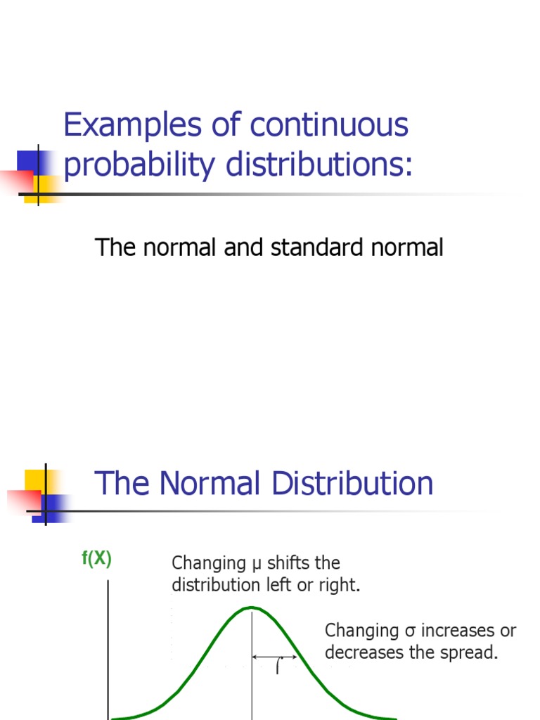 Examples of Continuous Probability Distributions:: The Normal and ...