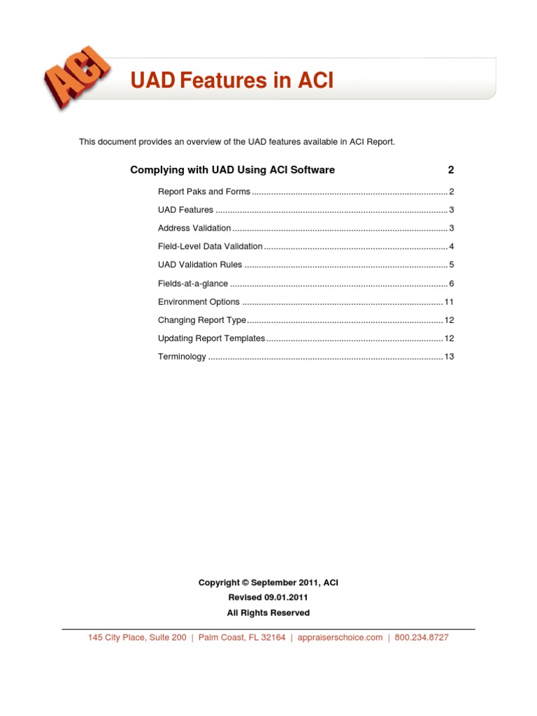 UAD Features in ACI | PDF | Government Sponsored Enterprise | Fannie Mae