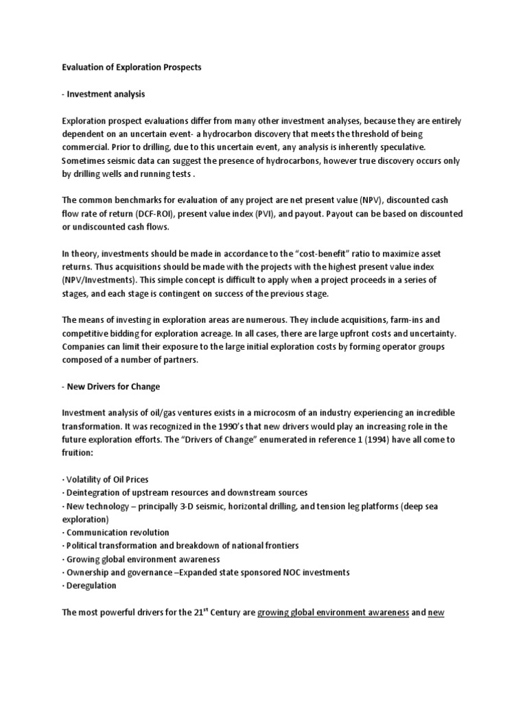 Oil & Gas Prospect Evaluation Insights | PDF | Petroleum | Net Present ...
