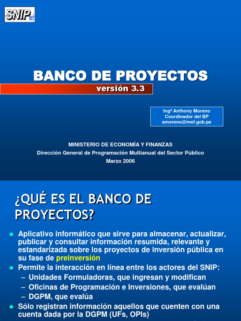 Banco de Proyectos - Snip | Bases de datos | Internet