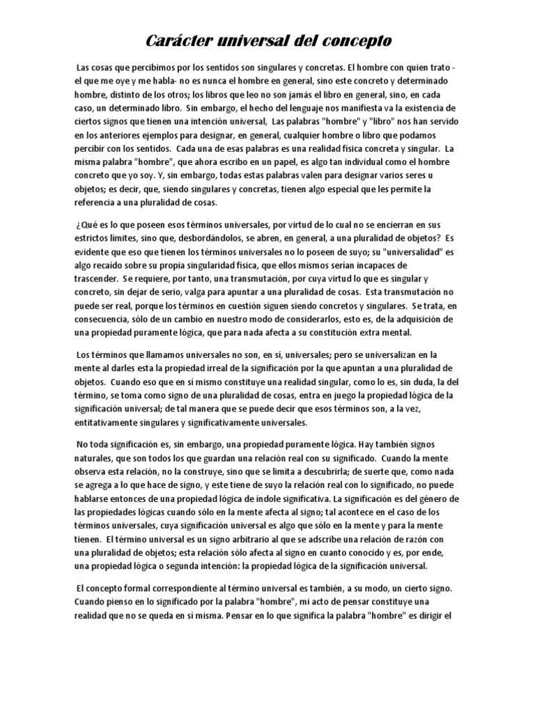 Caracter Universal Del Concepto | PDF | Existencia | Filosofía