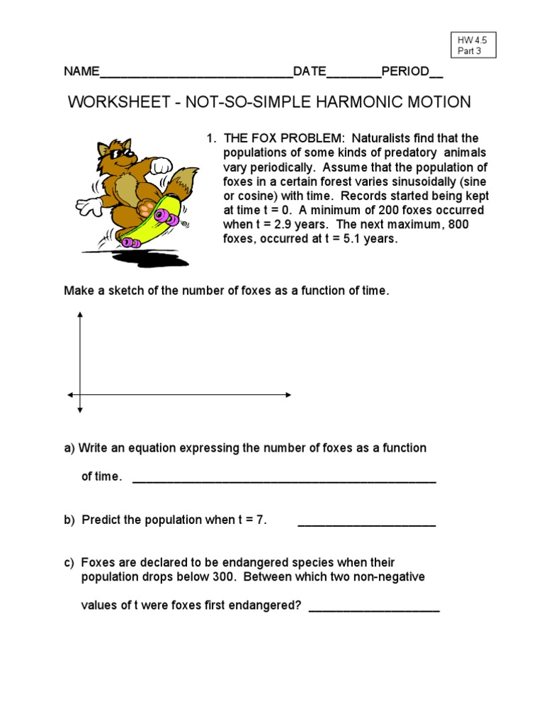 Not-So-Simple Harmonic Motion Worksheet | PDF | Trigonometric Functions ...
