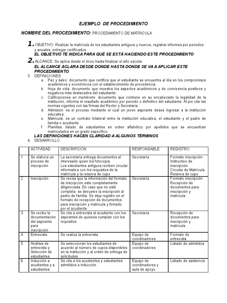 Ejemplo de Procedimiento | PDF | Business