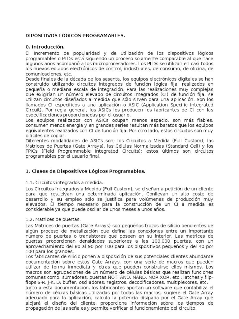 Dispositivos Lógicos Programables: Tipos y Usos | PDF | Arreglos de ...