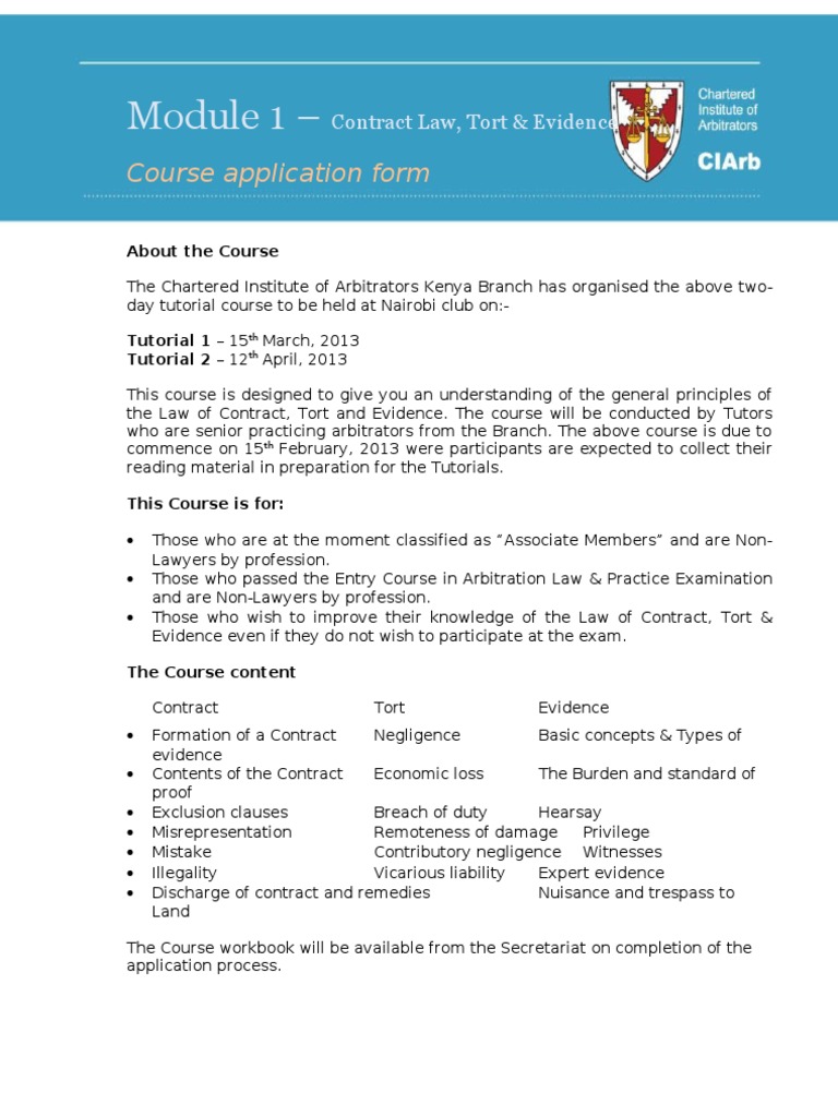 Module 1 - Application Form 2013 | Download Free PDF | Tort ...