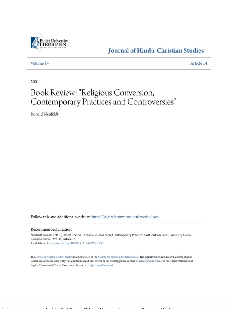 Book Review - Religious Conversion Contemporary Practices and ...