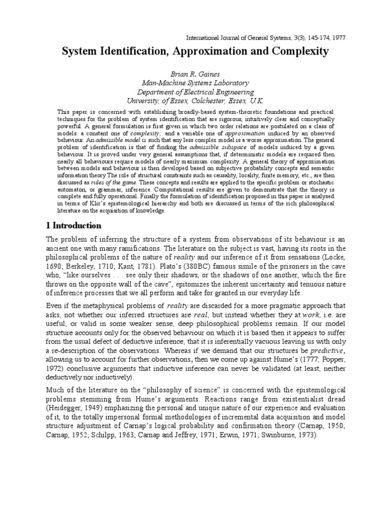 Sys Ident 77 | PDF | Falsifiability | Causality