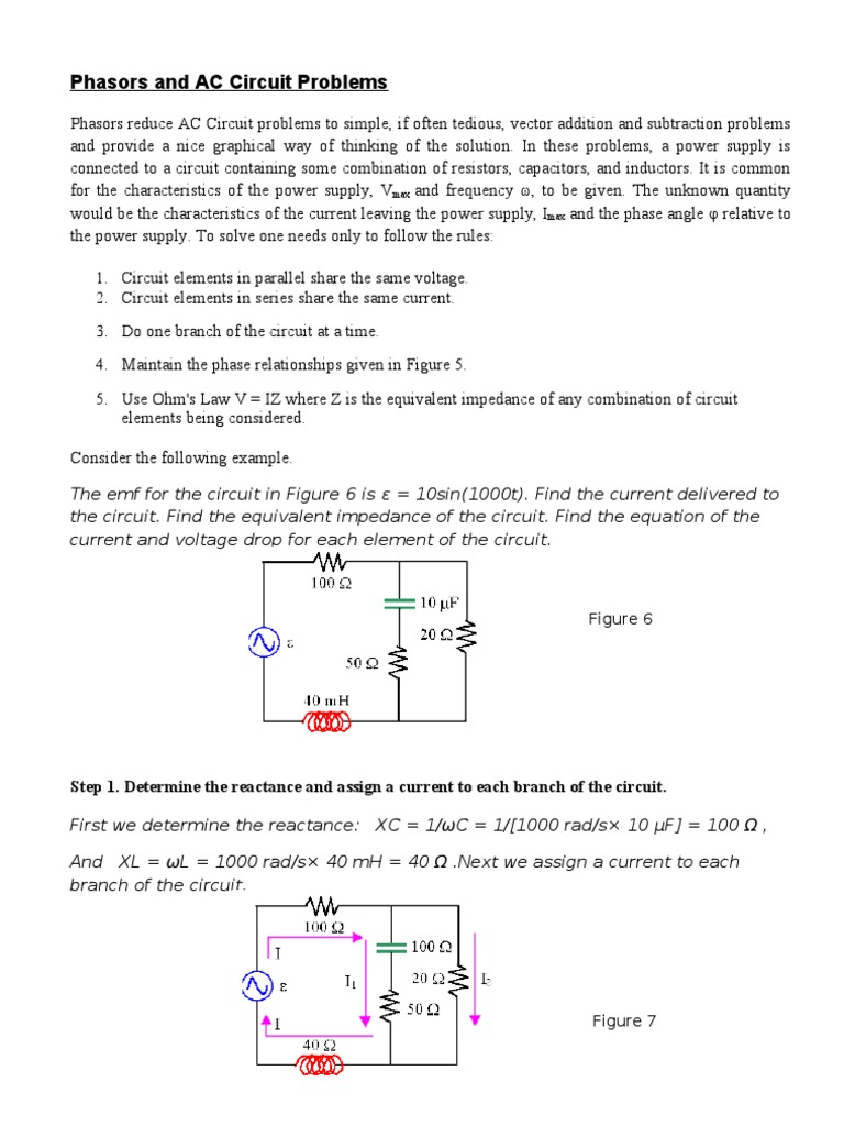 Phasors and AC Circuit Problems | PDF | Electrical Impedance | Electrical Network