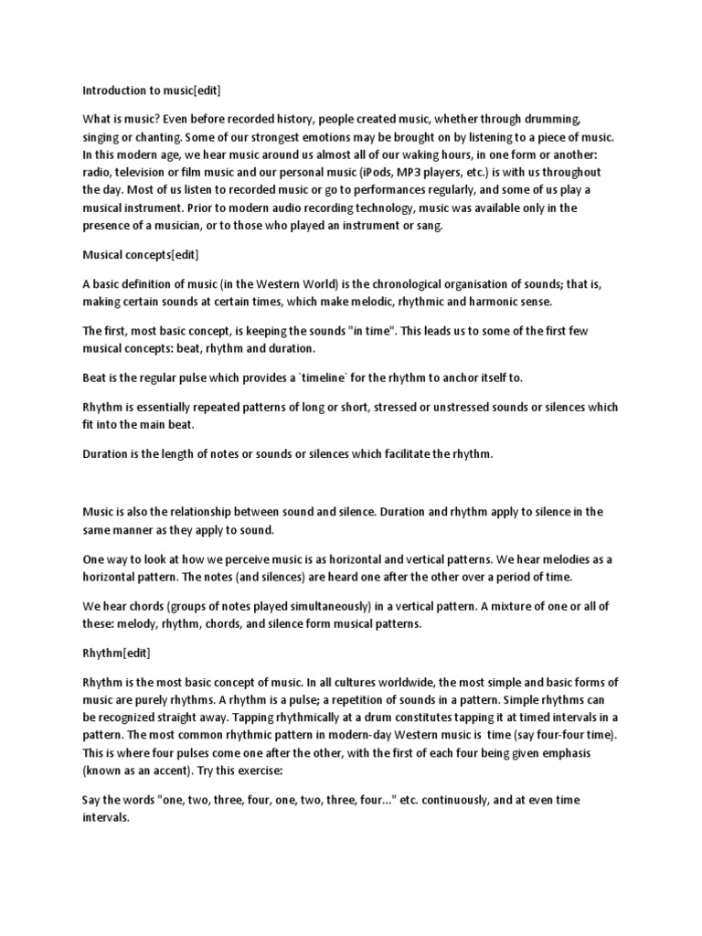 Introduction To Music | PDF | Musical Forms | Rhythm