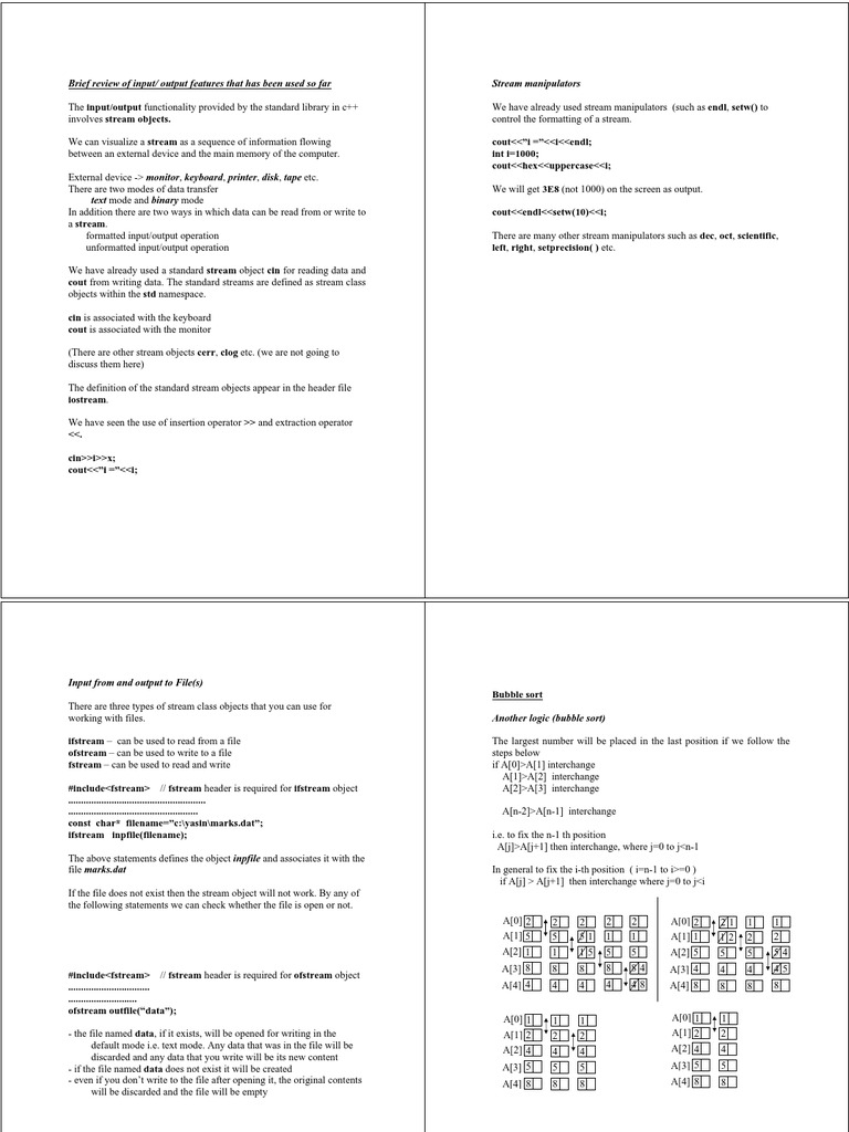 Brief Review of Input/ Output Features That Has Been Used So Far Stream Manipulators | PDF ...