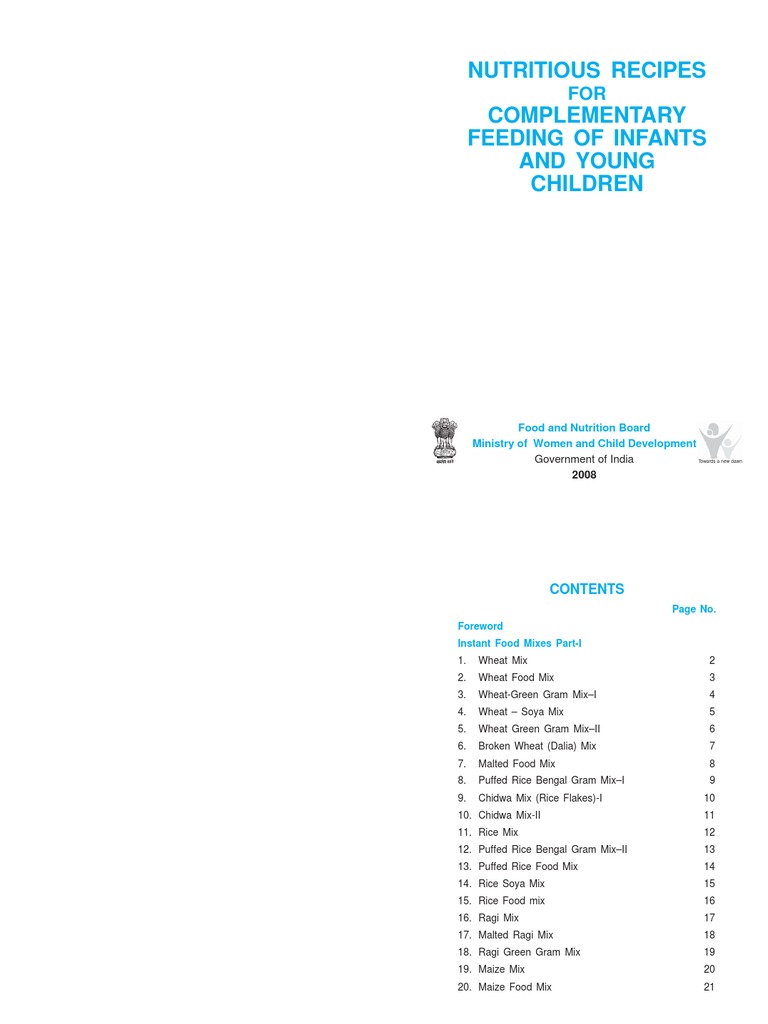 Nutritious Complementary Feeding Recipes | PDF | Wellness